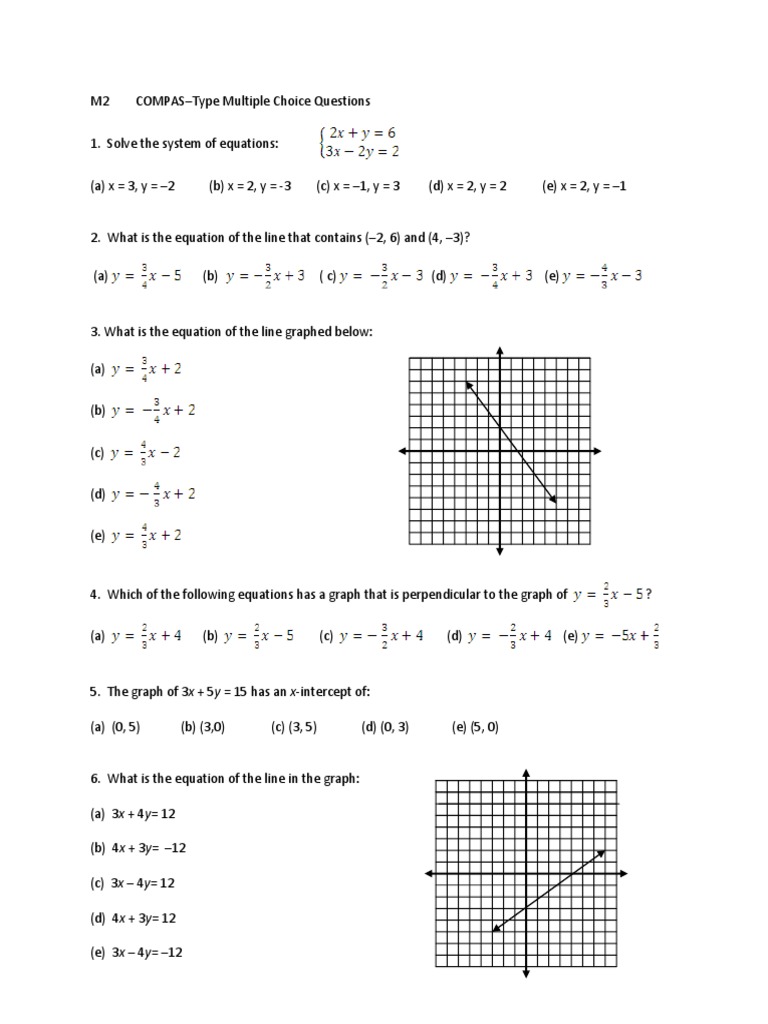 Multiple Choice Problems PDF | PDF | Equations | Algebra