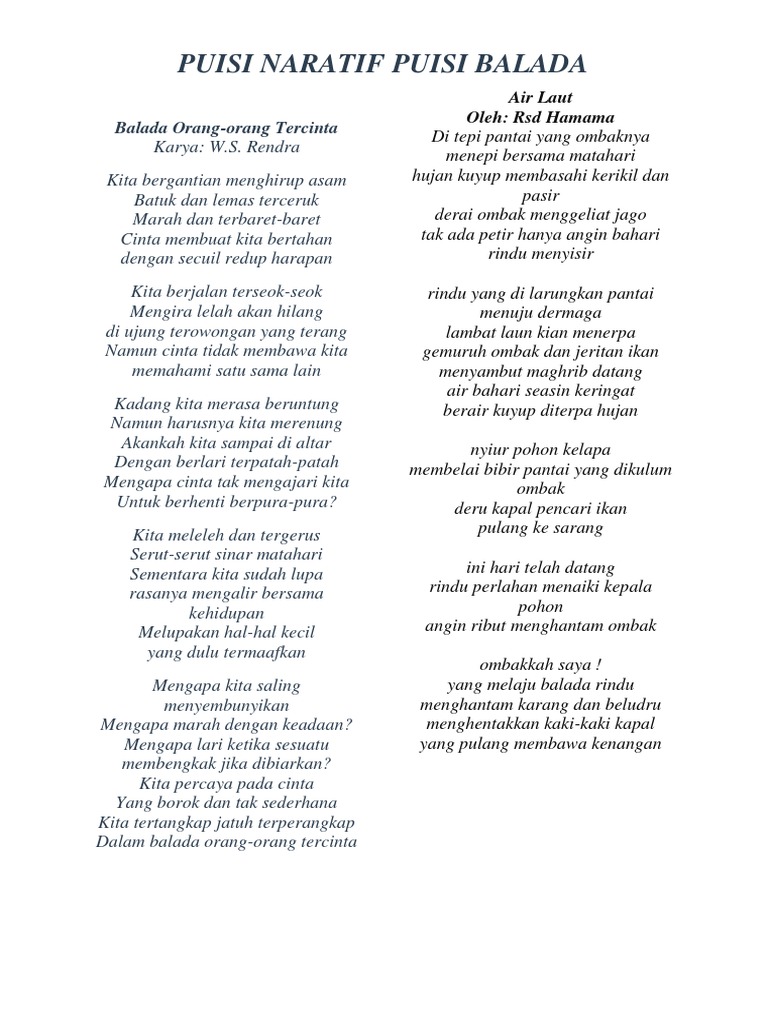 Puisi Balada W.S. Rendra | PDF