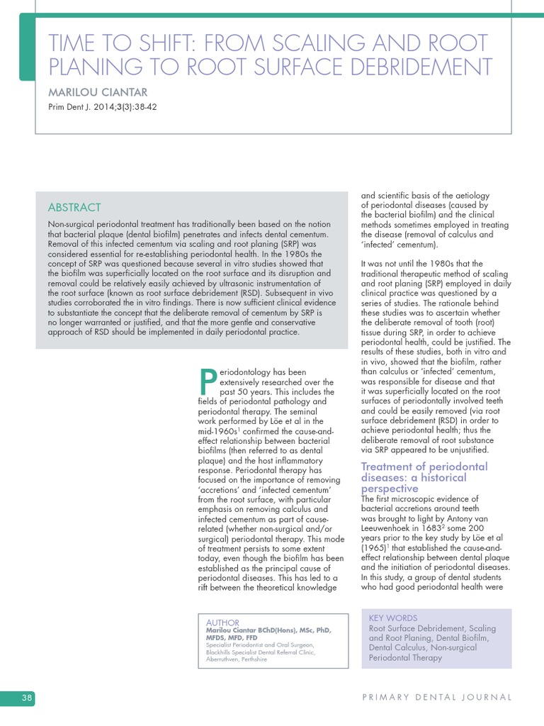 Time To Shift - From Scaling and Root Planing To Root Surface ...