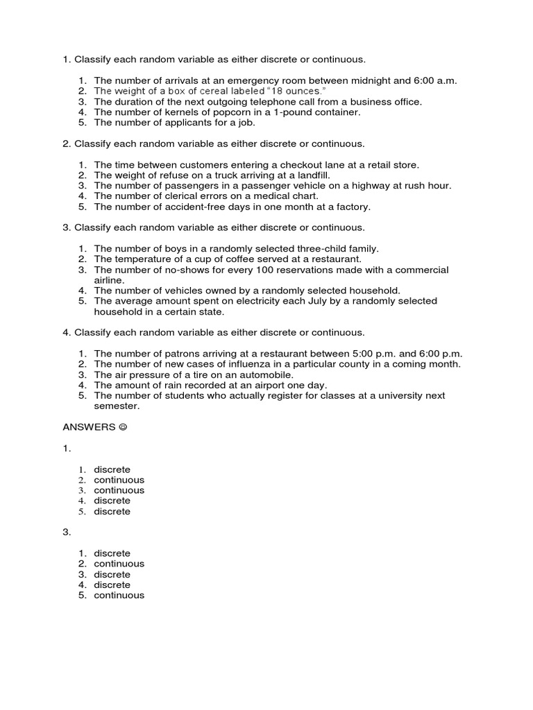 Classifying Random Variables as Discrete or Continuous | PDF