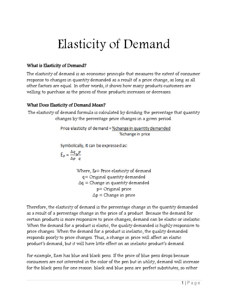 Elasticity of Demand | PDF | Demand | Price Elasticity Of Demand