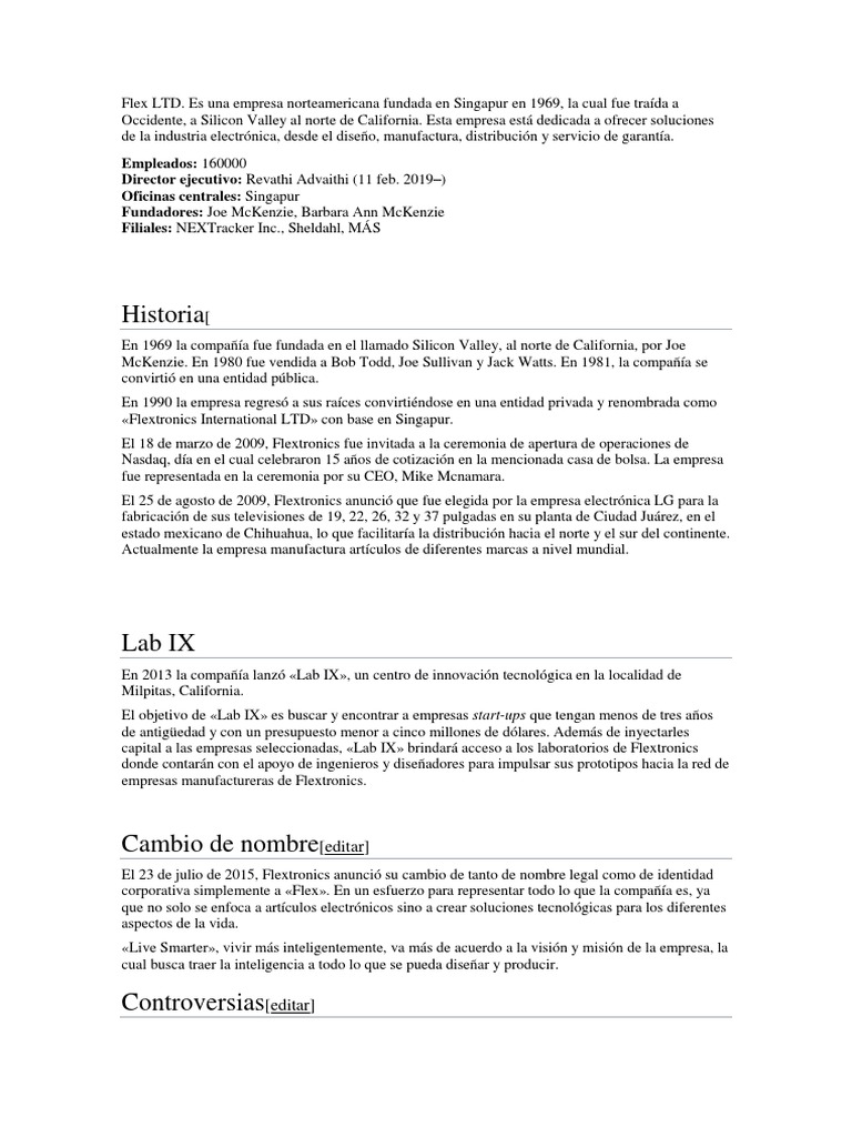 Flextronics: Innovación y Manufactura Global | PDF | Business