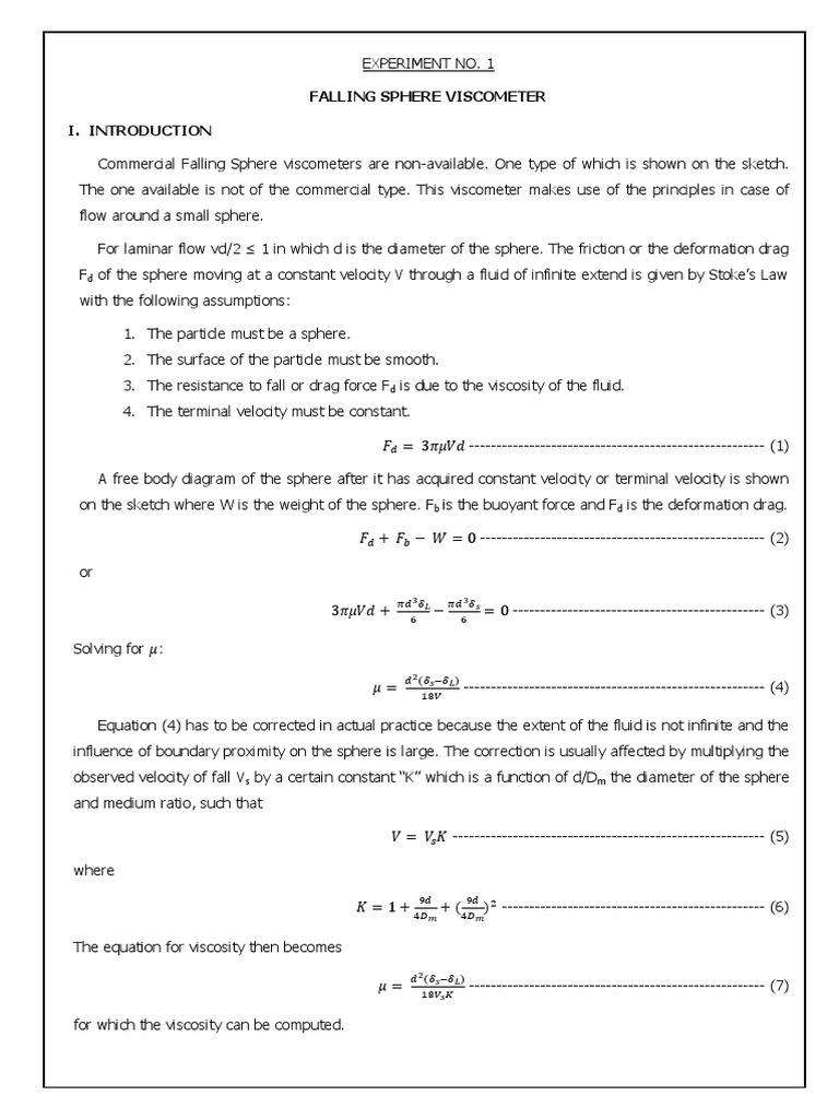 E1 PDF | PDF | Drag (Physics) | Viscosity