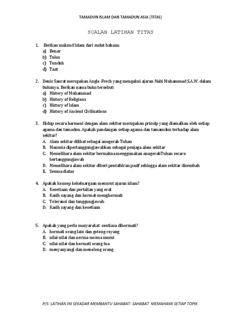 Contoh Soalan Titas | PDF