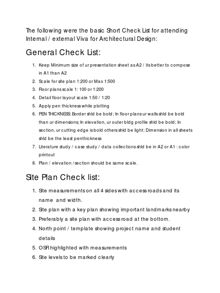 Architectural Design Studio Check List | PDF | Basement | Elevator