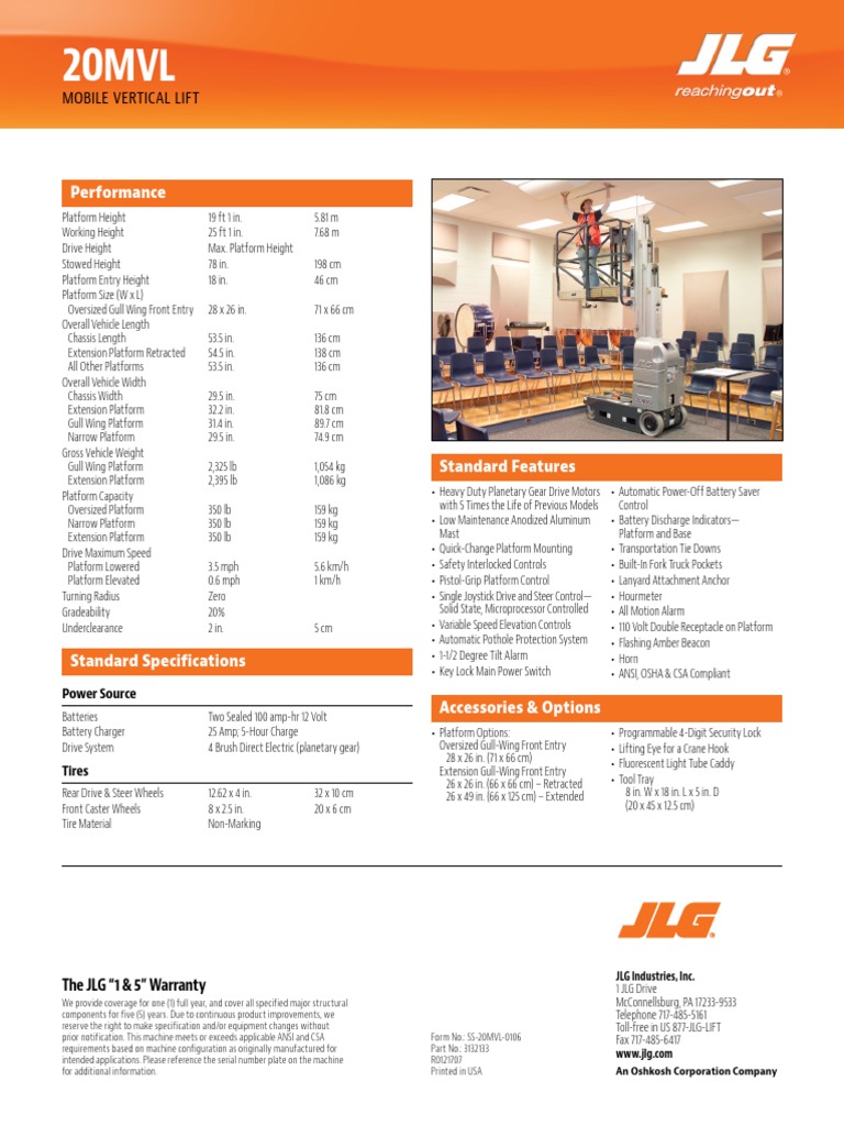 20MVL Spec Sheet | PDF | Truck | Vehicle Technology