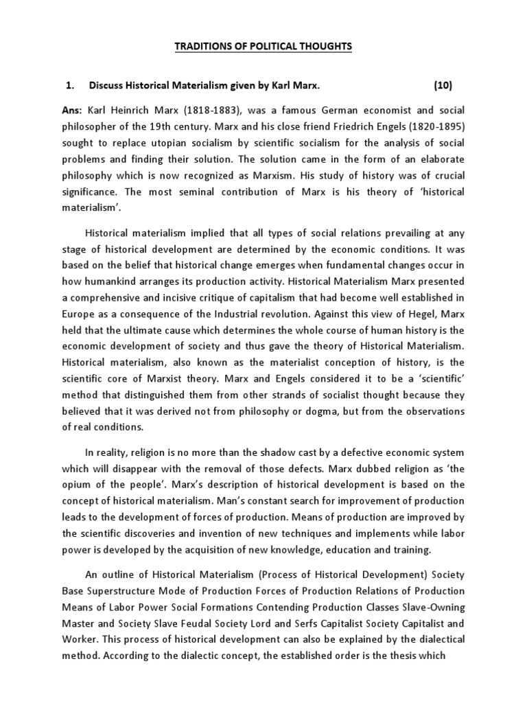 Discuss Historical Materialism Given by Karl Marx | PDF | Karl Marx ...