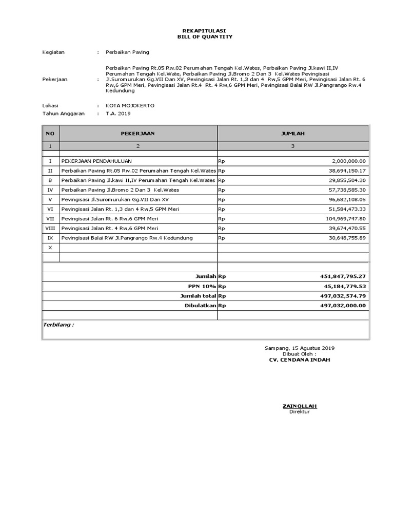 Contoh Rab Perbaikan Paving | PDF