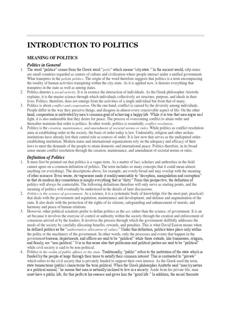 Introduction To Politics | PDF | Ideologies | Government