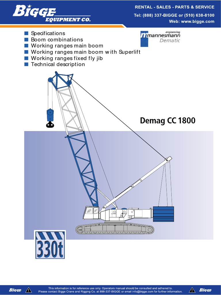 Demag CC 1800 Specifications Guide | PDF | Manufactured Goods | Vehicles