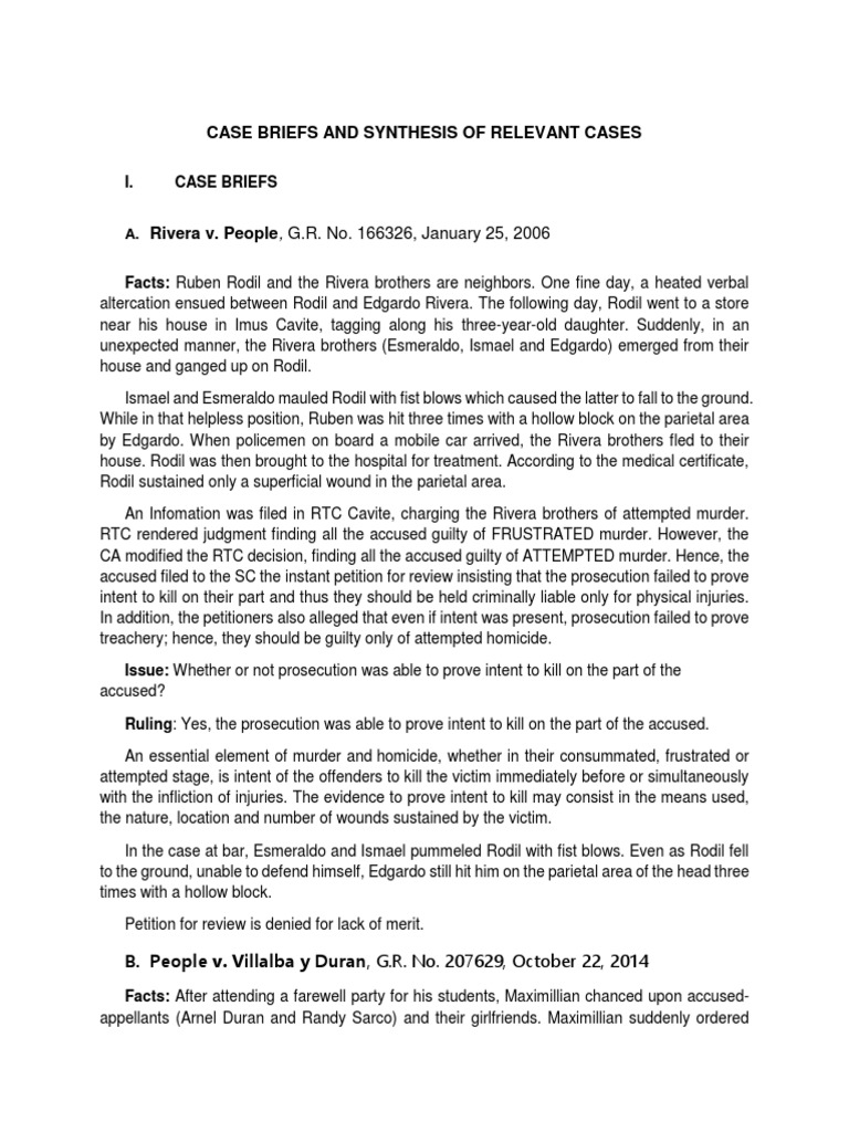 Case Brief and Synthesis On Parricide | PDF | Burden Of Proof (Law ...