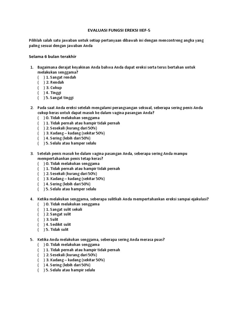 IIEF Form Indonesia | PDF