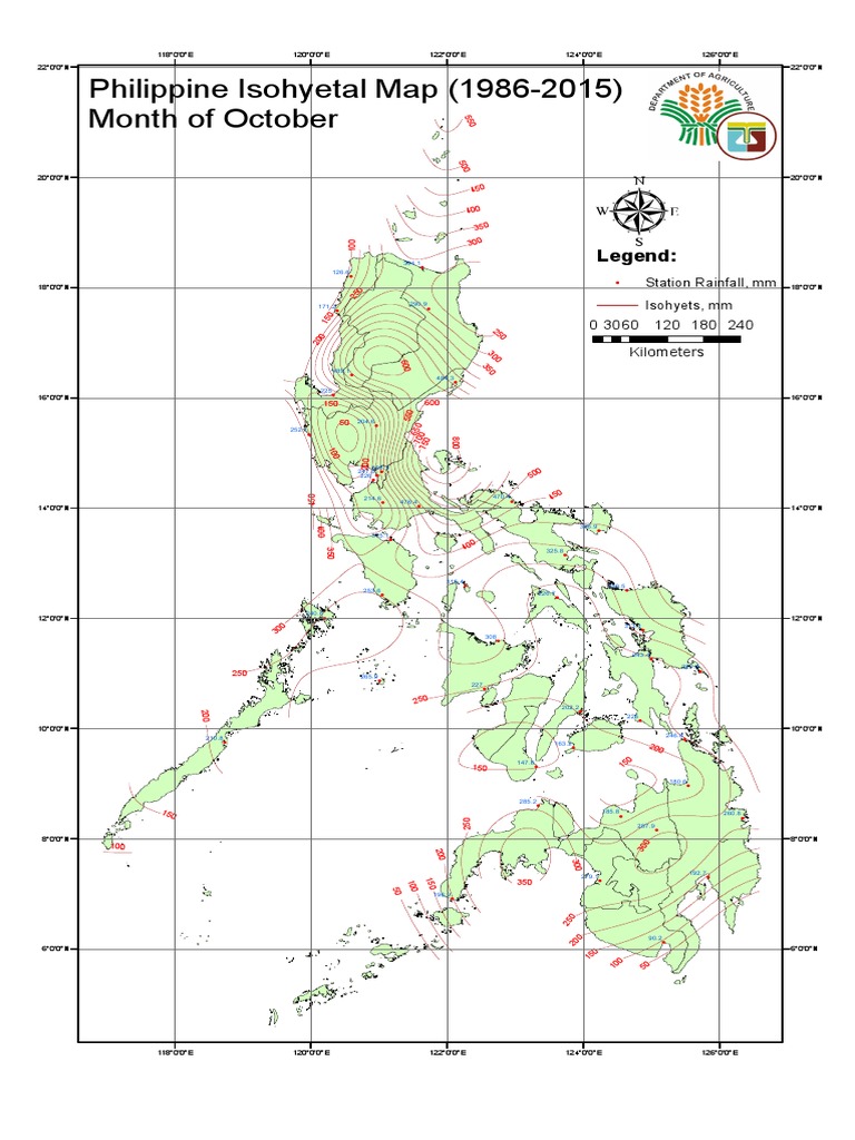 Philippine Isohyetal Map (1986-2015) Month of October: Legend | PDF ...