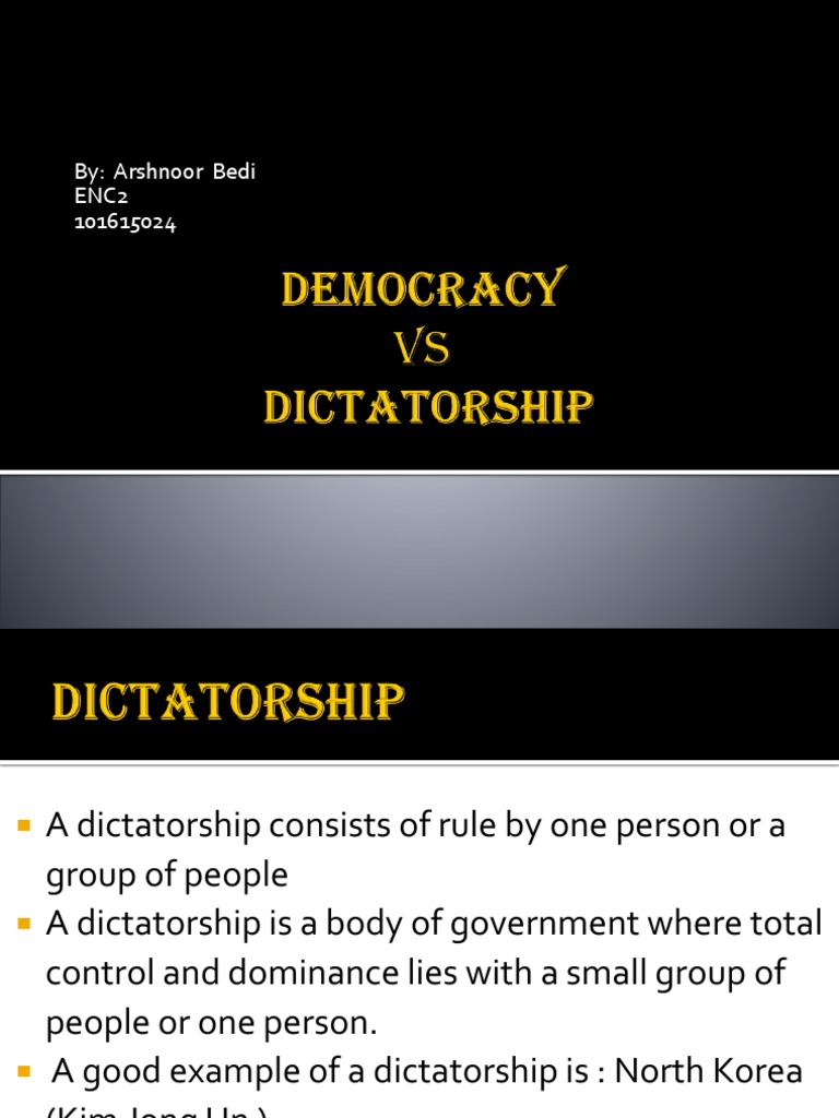 Democracy Vs Dictatorship | PDF | Elections | Democracy