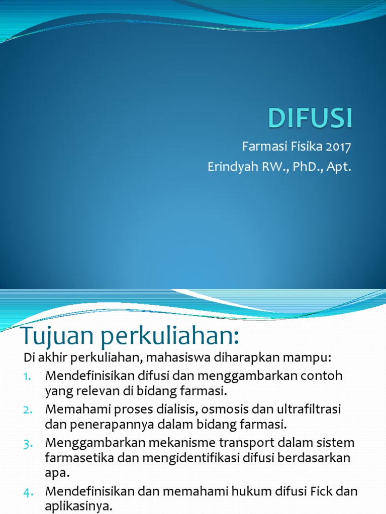 Definisi dan Hukum Difusi dalam Farmasi | PDF | Sains & Matematika
