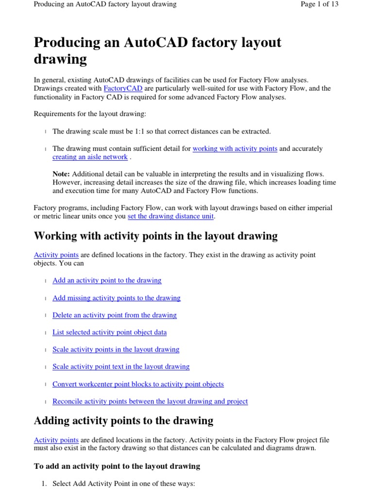 Producing an Accurate AutoCAD Factory Layout Drawing for Analysis in ...