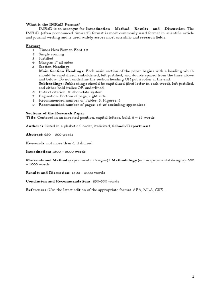 Guide For The IMRaD Format | PDF | Methodology | Statistics