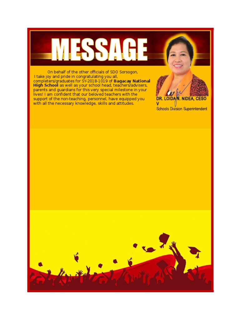 SDS Graduation Message SY 2018 2019 | PDF | Psychological Concepts ...