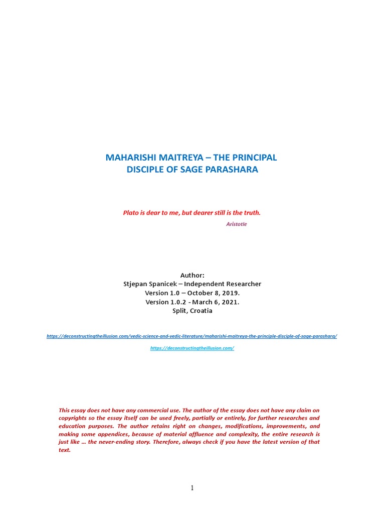 MAHARISHI MAITREYA - THE PRINCIPAL DISCIPLE OF SAGE PARASHARA - Version ...
