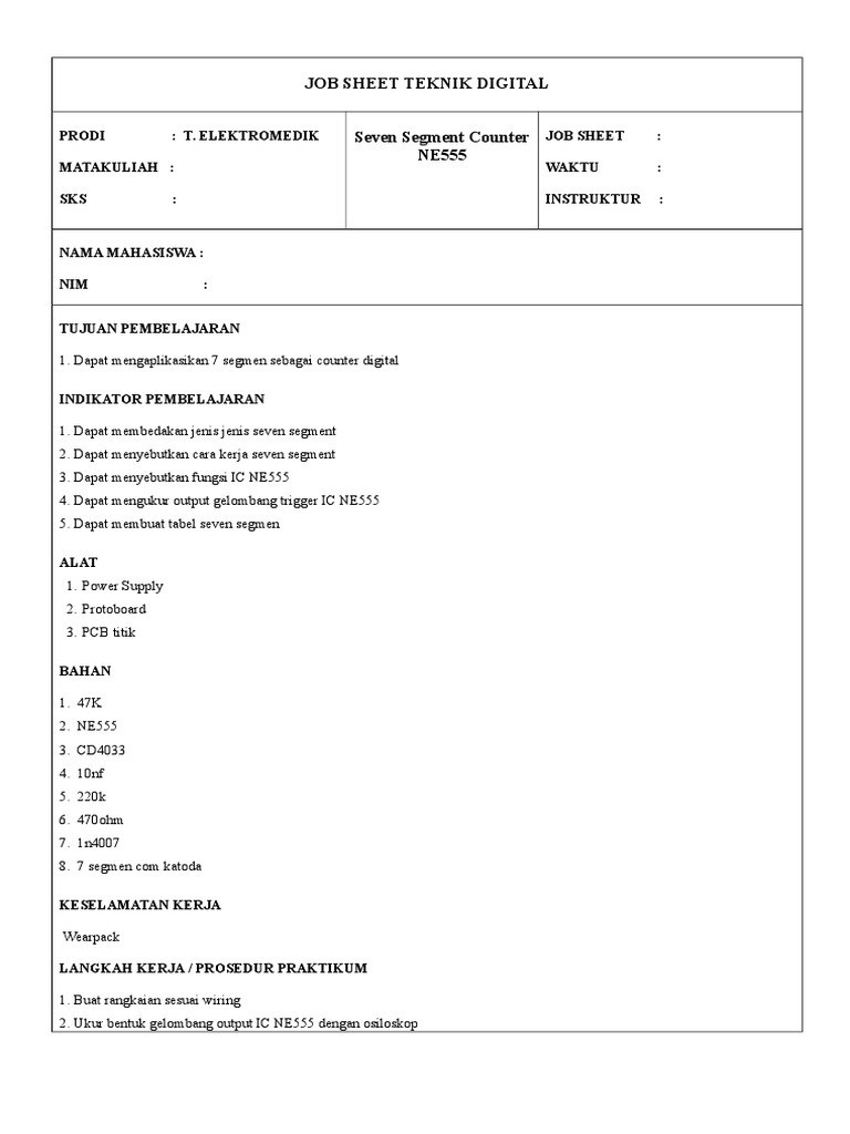 JOB Sheet 7 Segment Counter | PDF