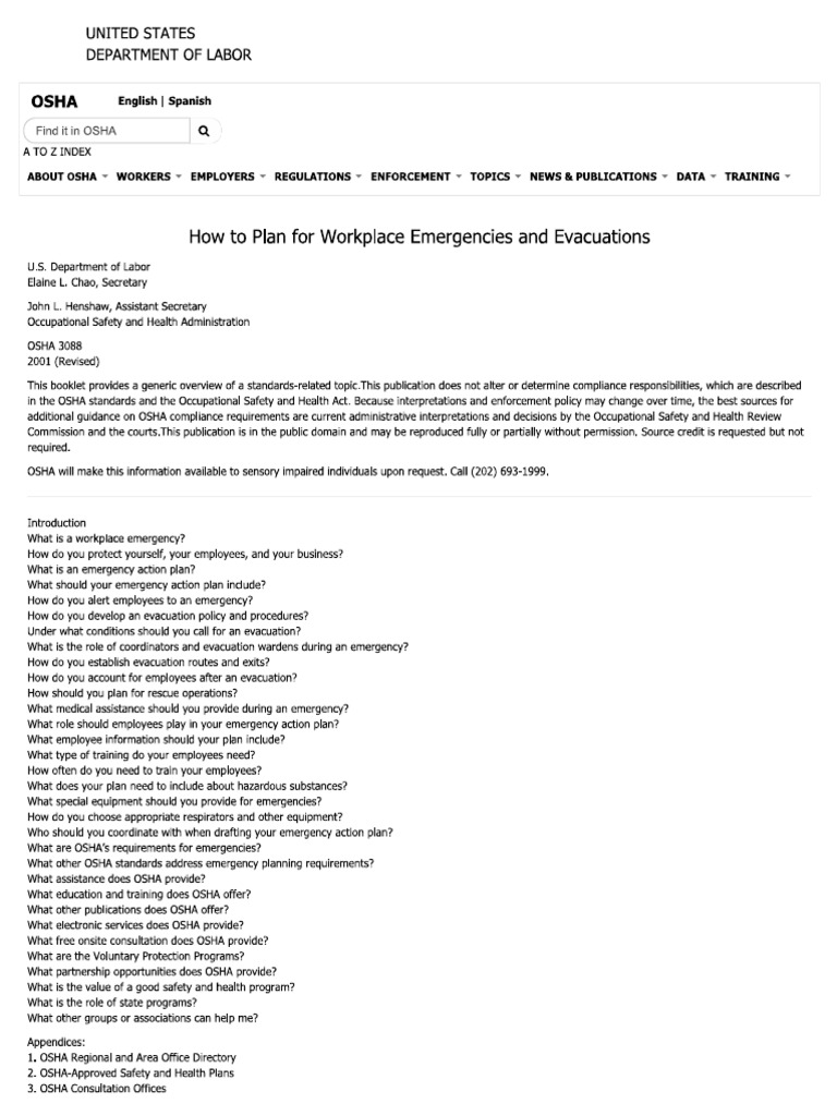 Workplace Emergency Evacuation Plan | PDF