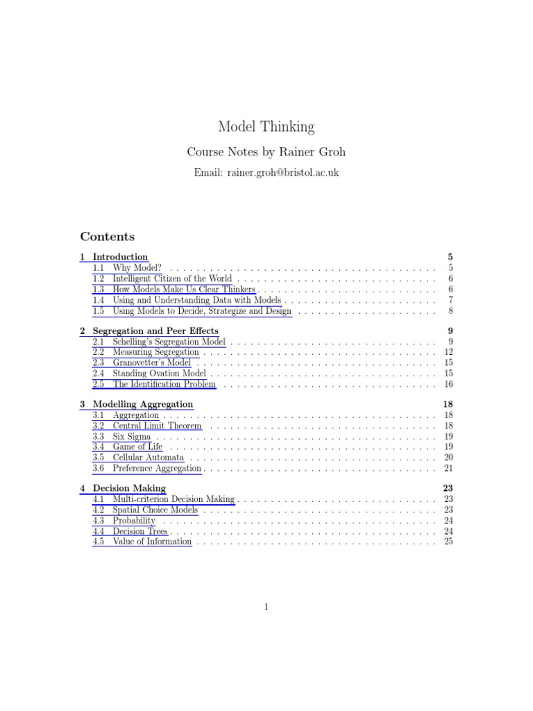 Model Thinking | PDF | Mathematical Model | Prediction