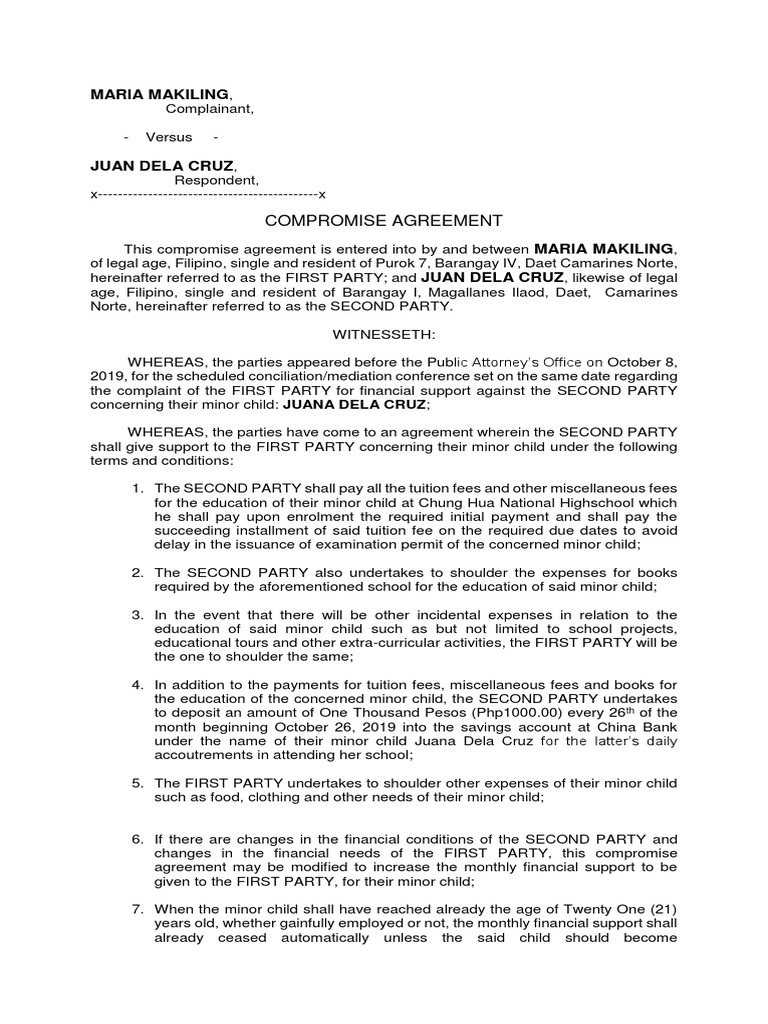 Compromise Agreement | PDF | Virtue | Government Information