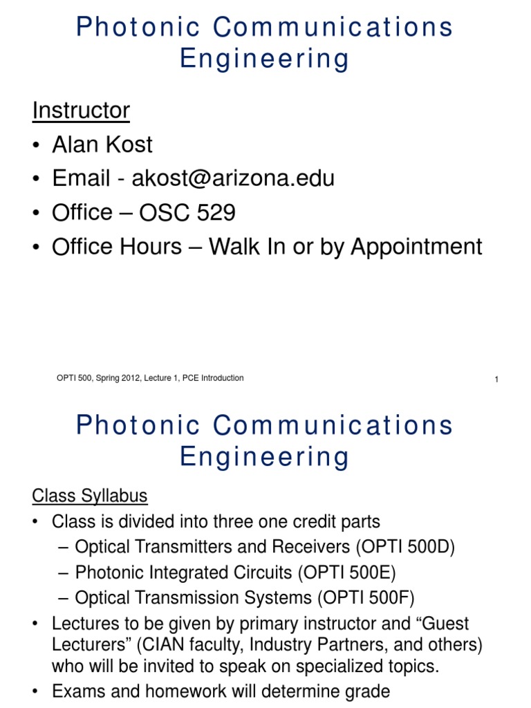 Lecture 1 - PCE Introduction | PDF | Computer Network | Telecommunications Engineering