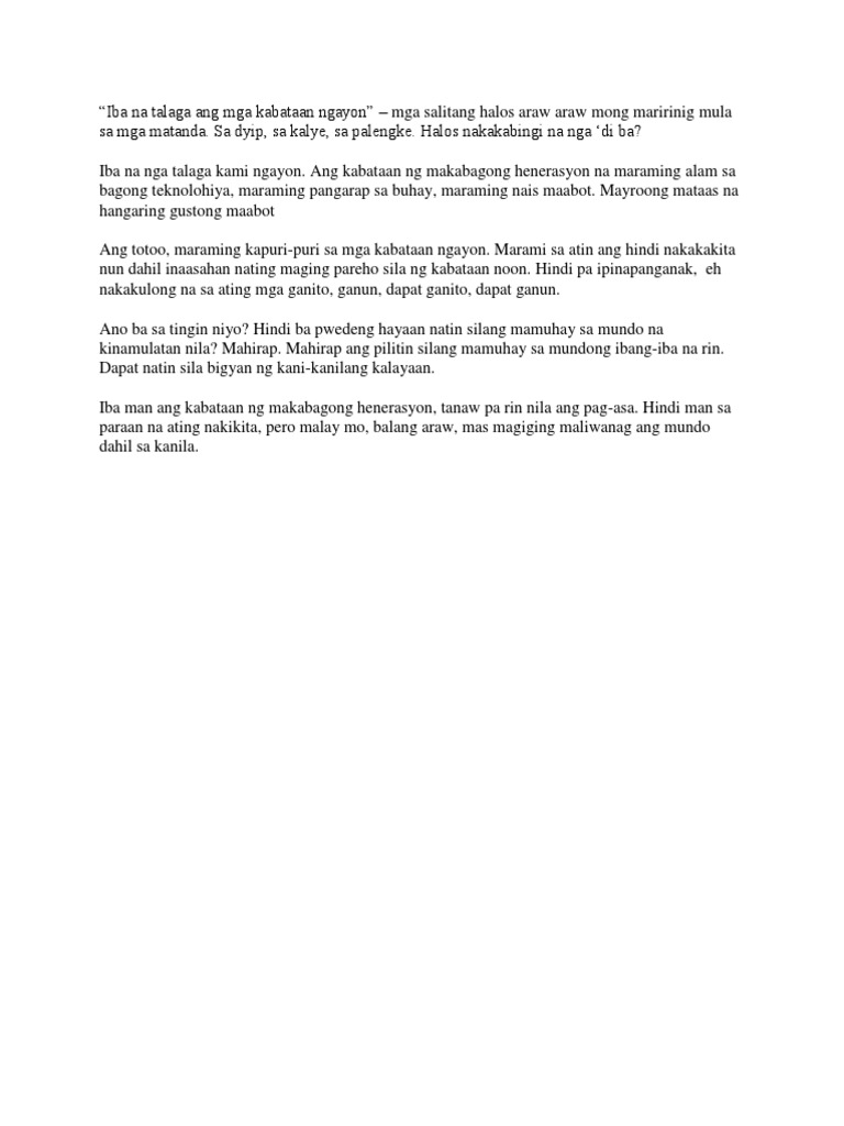 Kabataan Talumpati | PDF