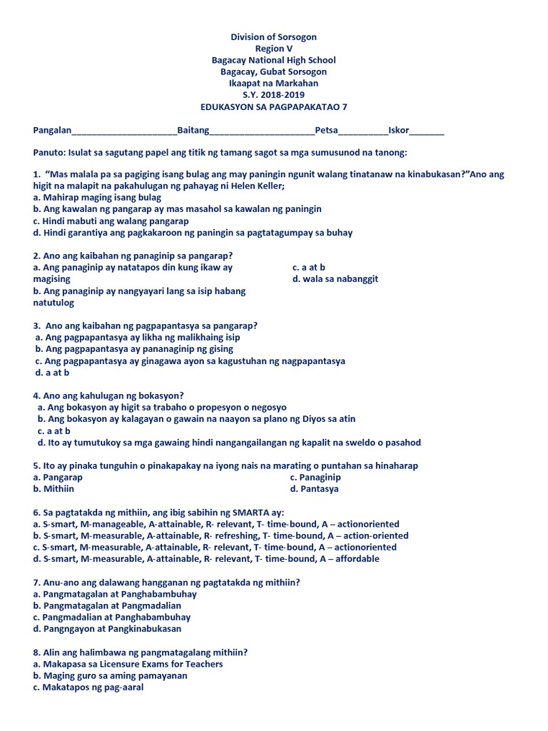 Esp 7 4th Quarter | PDF