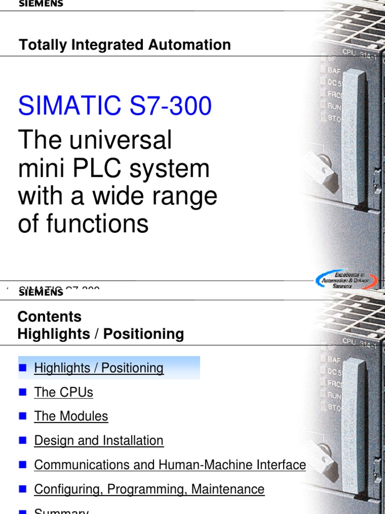 SIMATIC S7-300: The Universal Mini PLC System With A Wide Range of ...