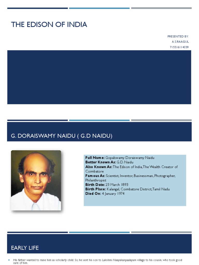 The Edison of India (GD NAIDU) | PDF