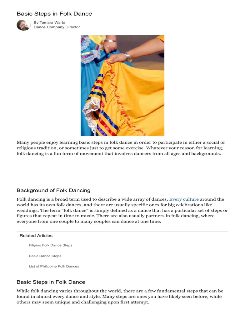 Basic Steps in Folk Dance - LoveToKnow | PDF | Dances | Folk Music