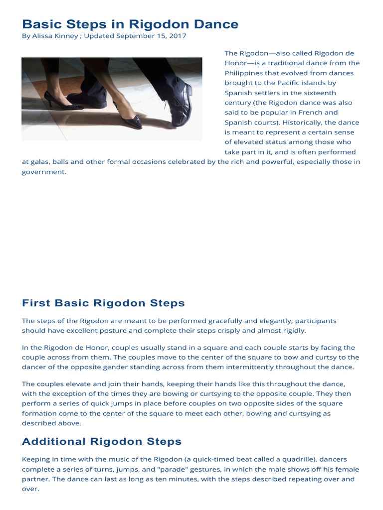 Basic Steps in Rigodon Dance - Our Pastimes | PDF