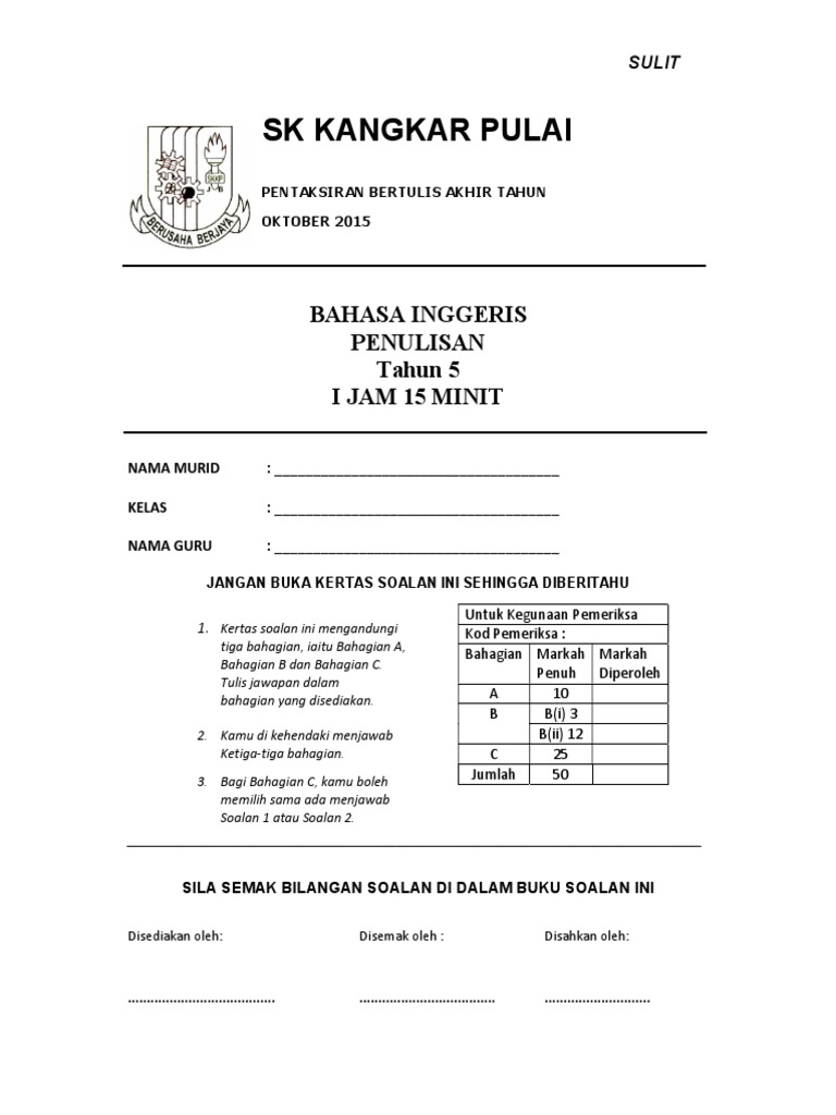 Microsoft Word - Soalan Akhir Tahun - Tahun 5 - Bahasa Inggeris ...