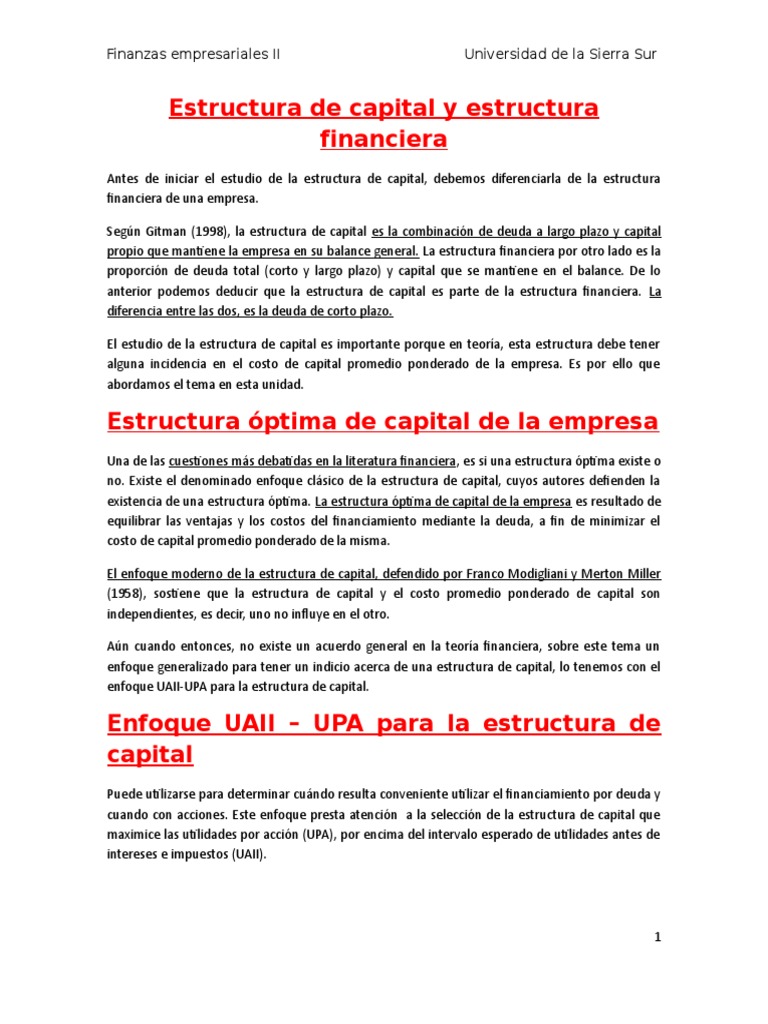 Estructura de Capital | PDF | Compartir (Finanzas) | Capital (economía)