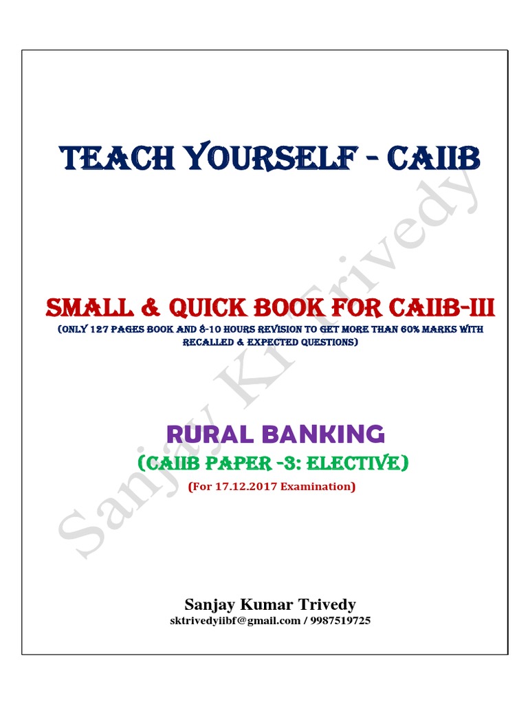 TEACH YOURSELF - CAIIB SMALL & QUICK BOOK FOR RURAL BANKING | PDF ...