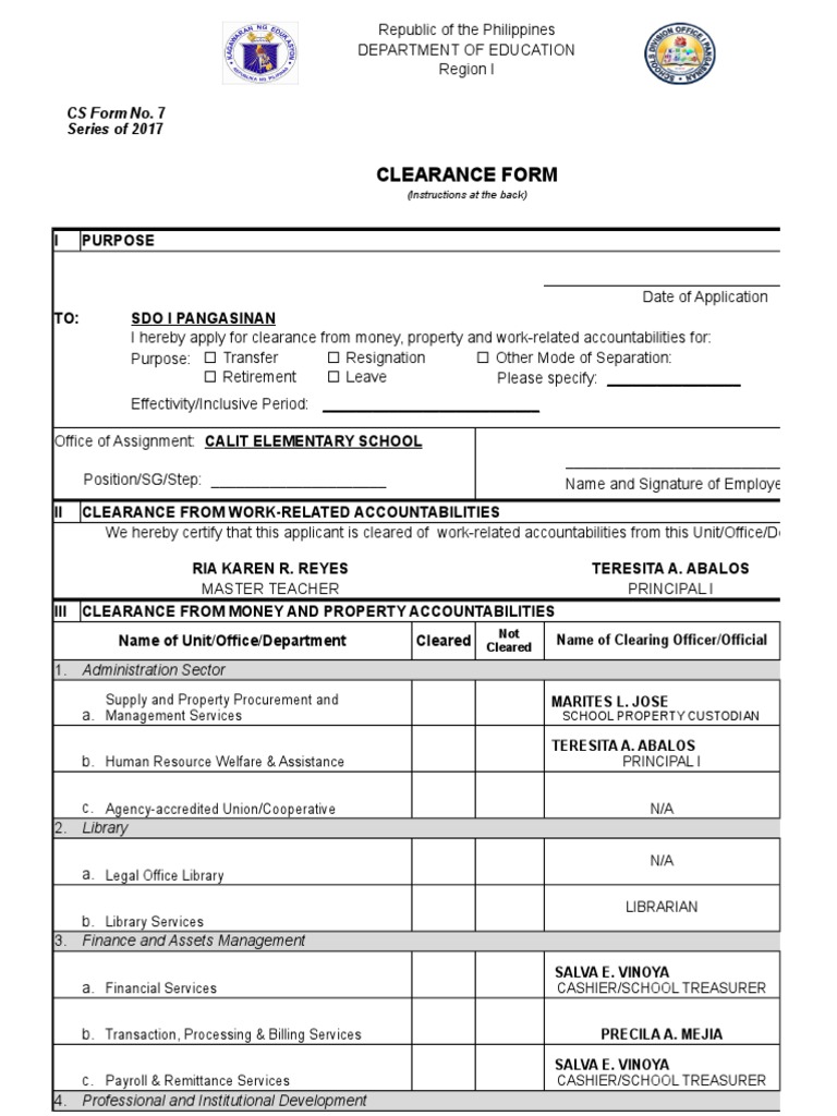 CS Form No. 7 Clearance Form Kim | PDF | Government | Social Institutions