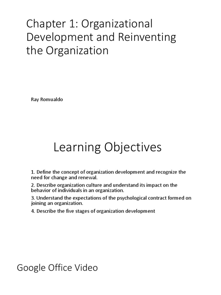 Chapter 1: Organizational Development and Reinventing The Organization ...