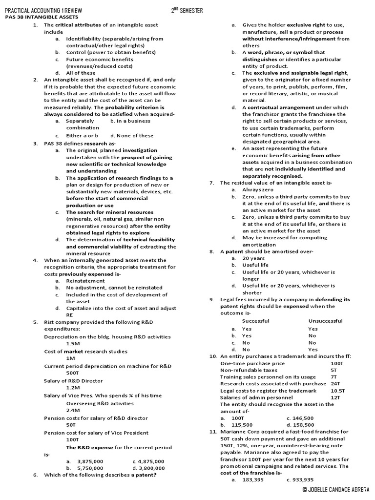 Intangibles, Wasting A, Impairment | PDF | Intangible Asset | Goodwill ...