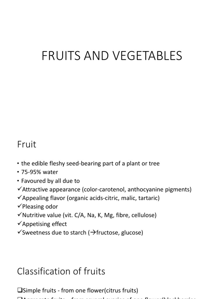 Fruits and Vegetables | PDF | Food Preservation | Vegetables