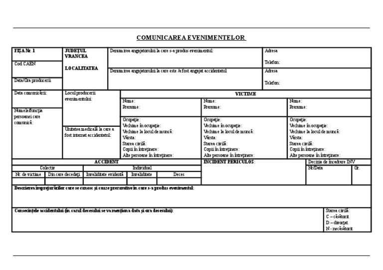 Fisa Comunicare Accident MODEL | PDF