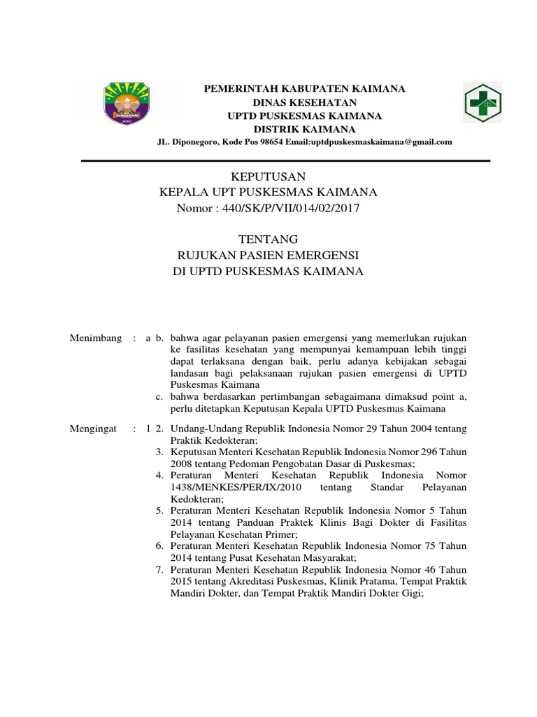 SK Rujukan Pasien Emergency | PDF