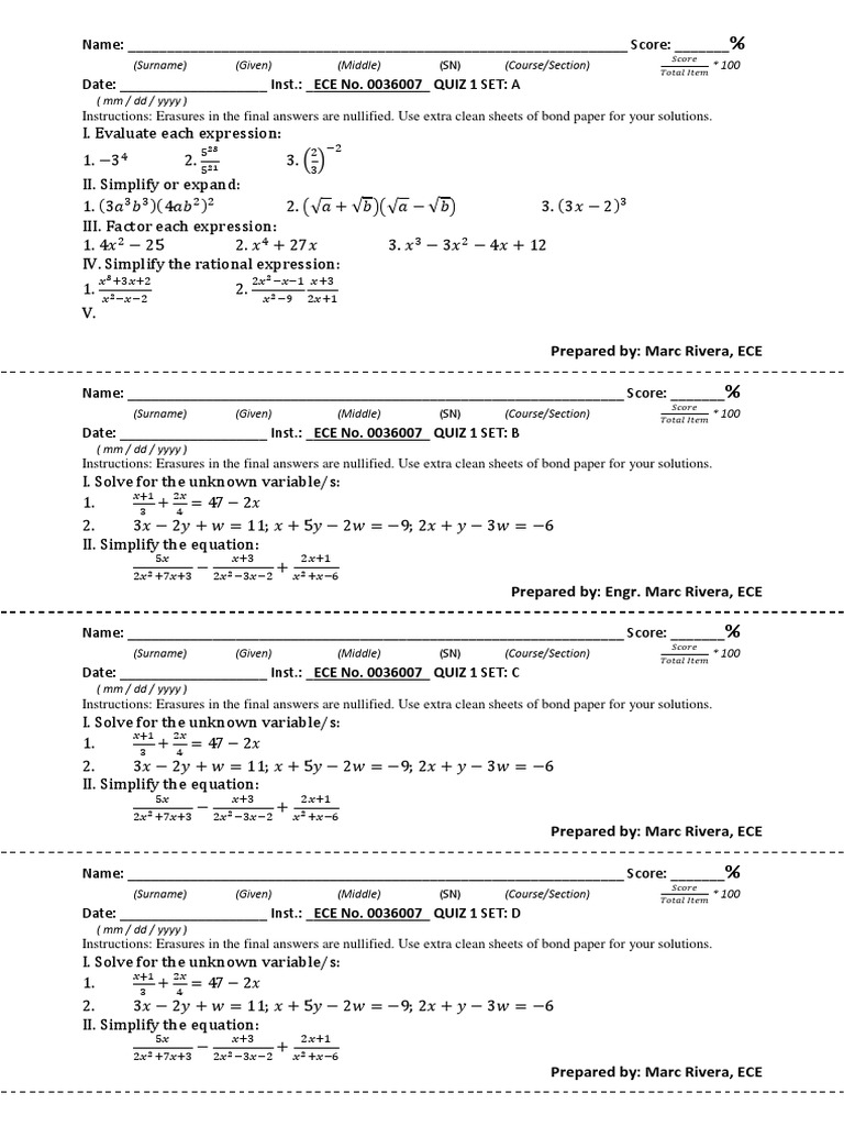 Prepared By: Marc Rivera, ECE | PDF | Equations | Applied Mathematics