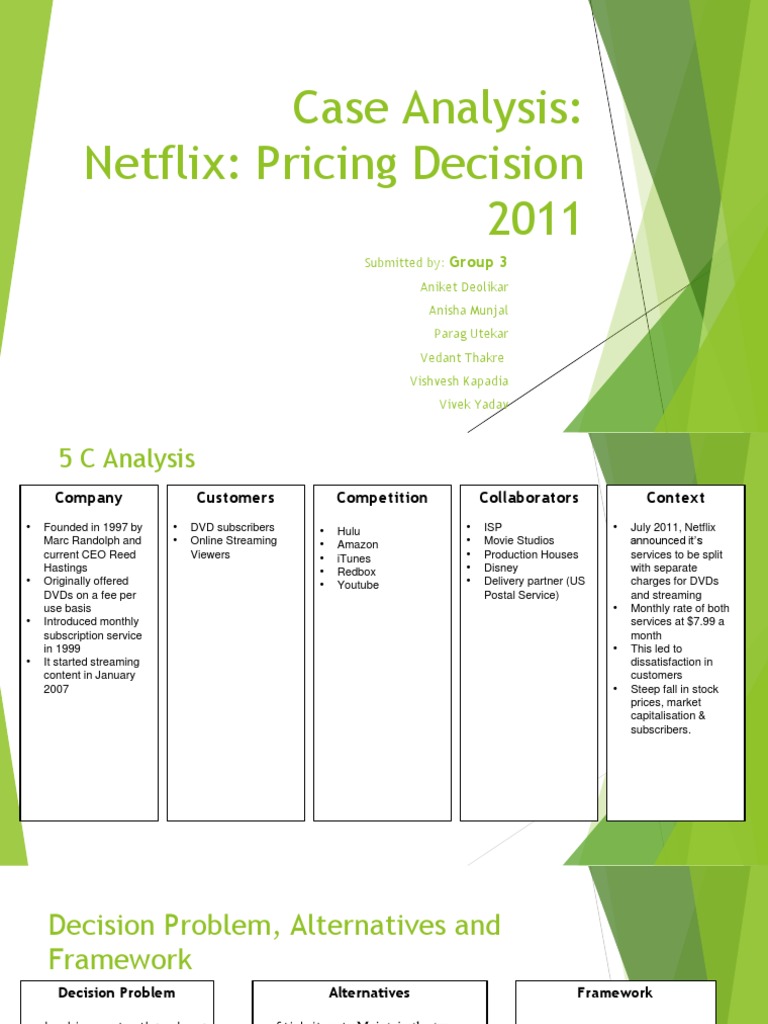 Case Analysis: Netflix: Pricing Decision 2011: Group 3 | PDF | Netflix ...