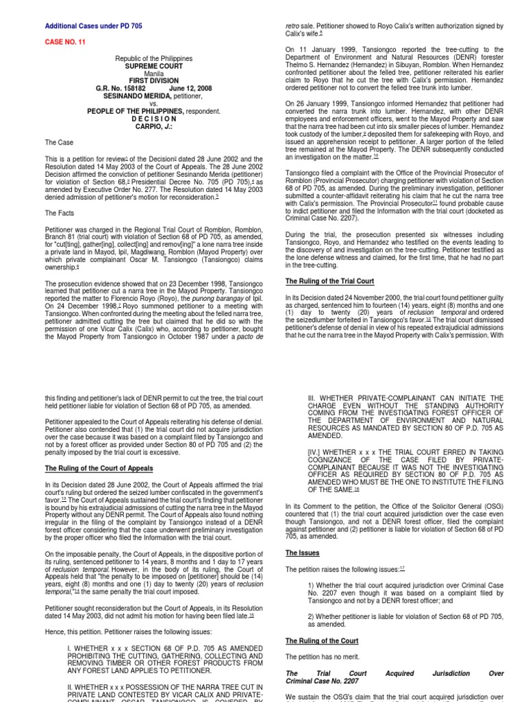 Violation of PD 705: Case Review | PDF | Theft | Complaint