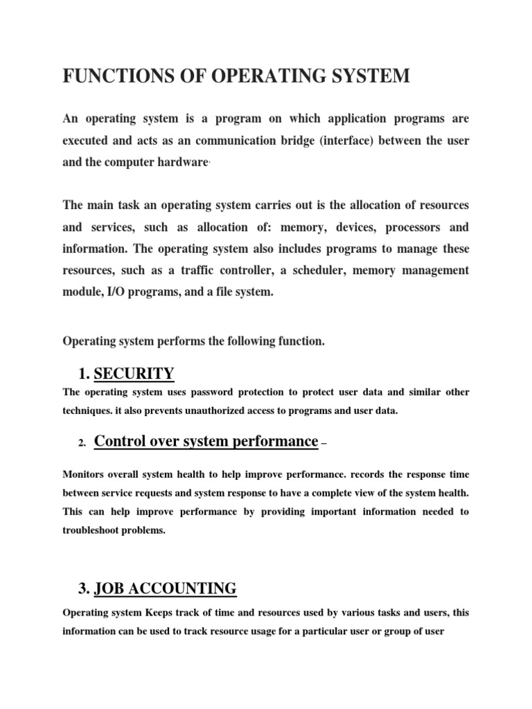 Functions of Operating System | PDF | Operating System | Computer Data ...