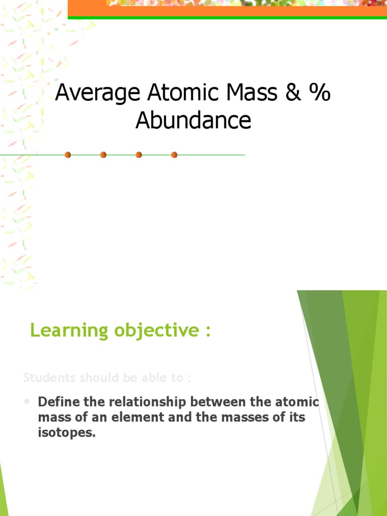 Average Atomic Mass & % Abundance | PDF