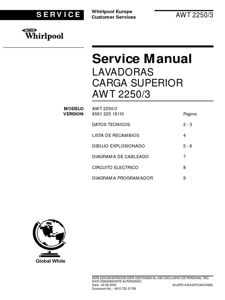 Whirlpool Awt 2250 3 | PDF | Electromagnetismo | Cantidad