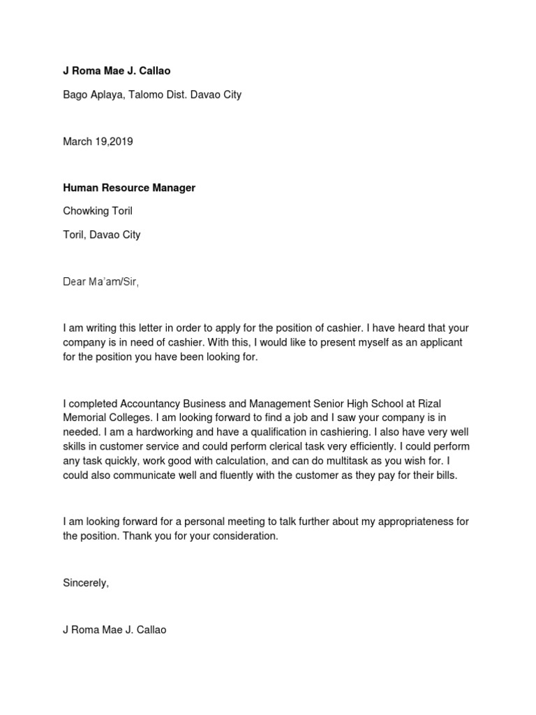 My Application Letter | PDF | Career & Growth